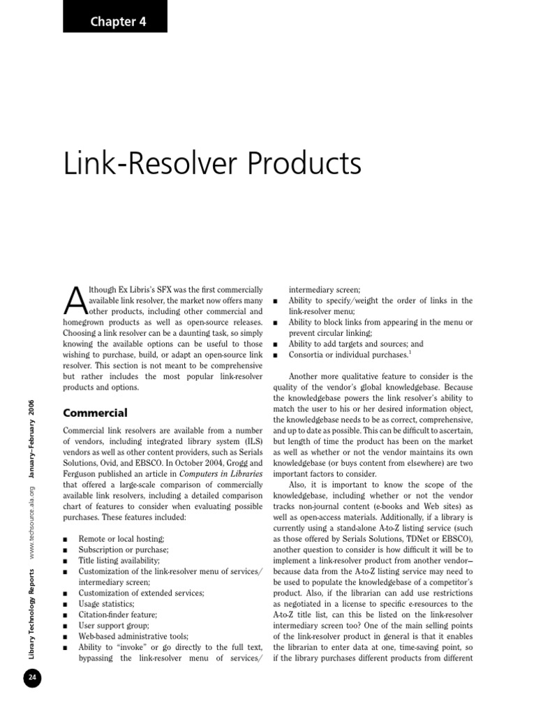 Link Resolver Products - Chapter 4 | PDF | Computing | Information Science