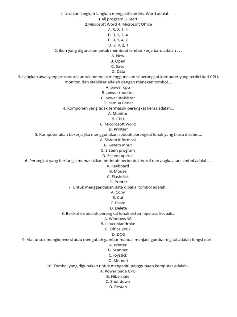 Urutkan Langkah-Langkah Mengaktifkan Ms. Word Adalah - . - 1.all ...