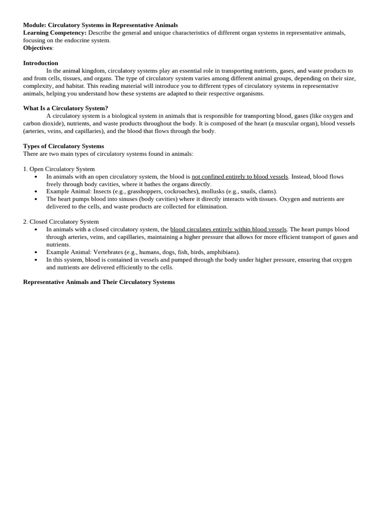Circulatory System Module | PDF | Blood | Circulatory System