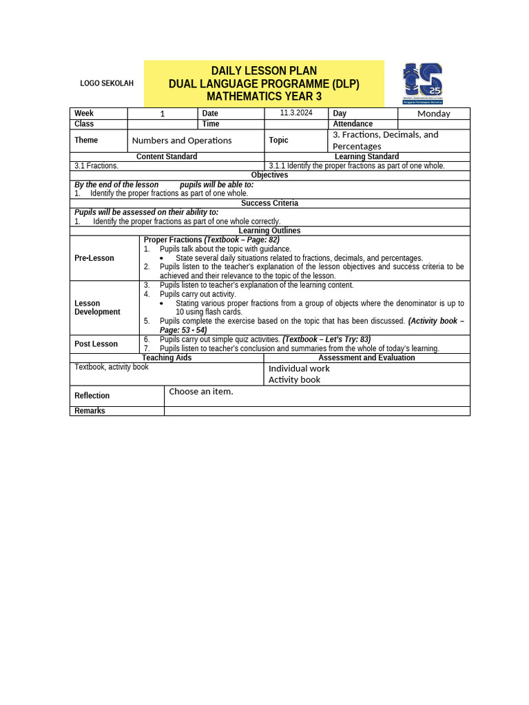 Fractions, Decimals, and Percentages | PDF | Lesson Plan | Teachers