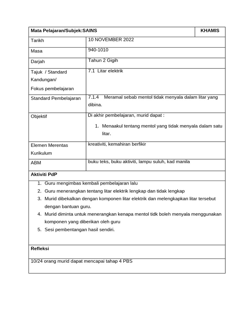 RPH 10 Nov 2022 Khamis | PDF