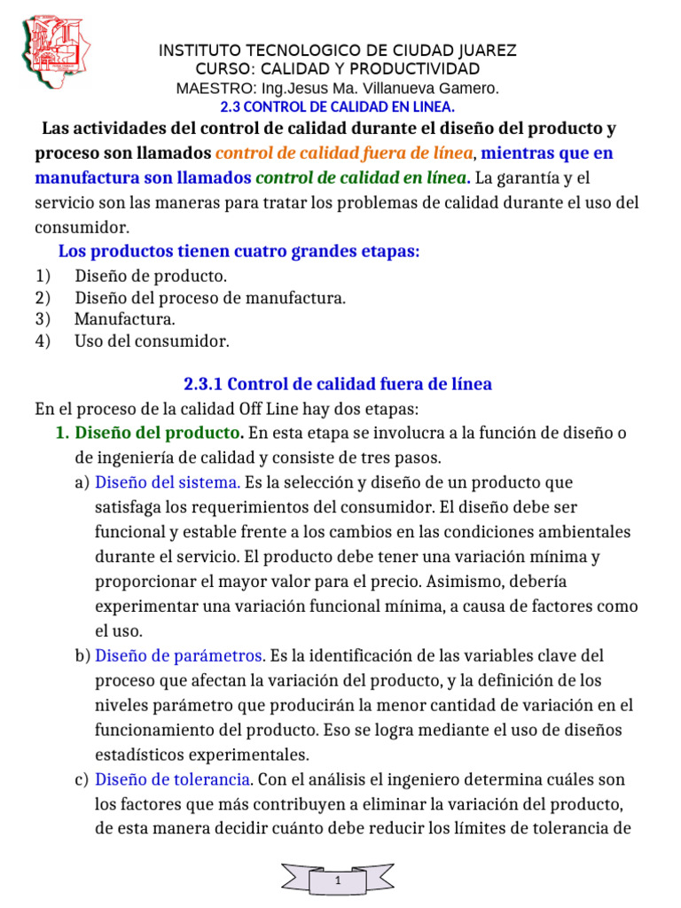 2.3 Control de Calidad en Linea. | PDF | Calidad (comercial) | Economias