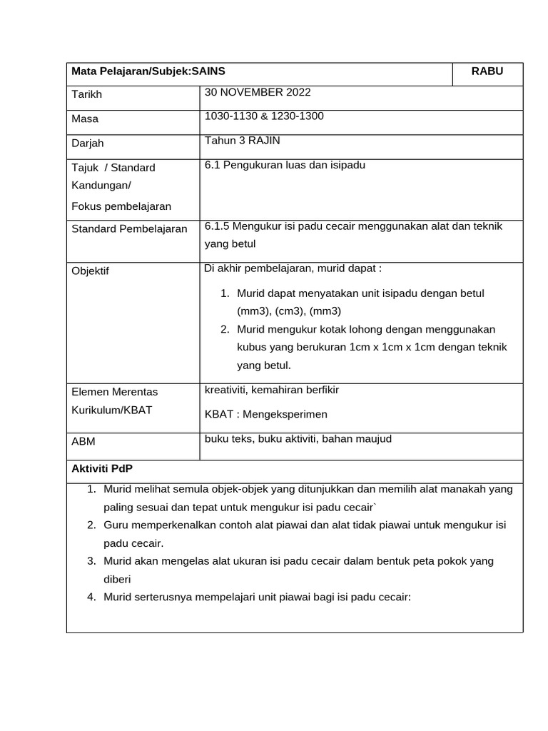 RPH 30 Nov 2022 Rabu | PDF