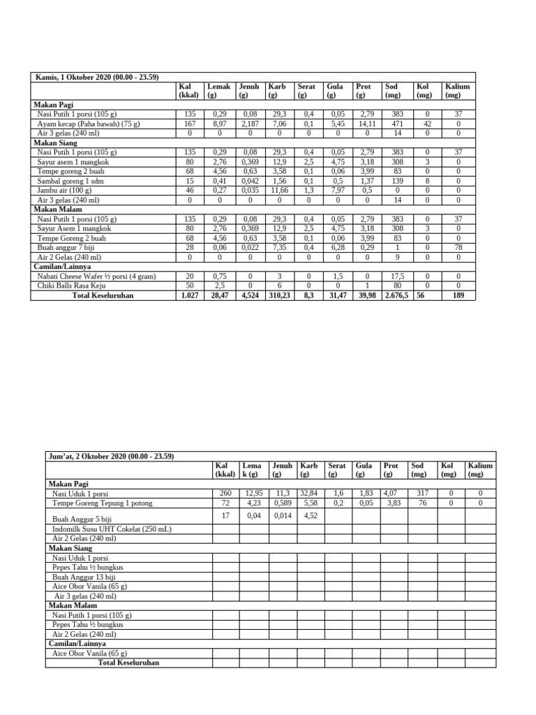 KDKK Recor Food | PDF