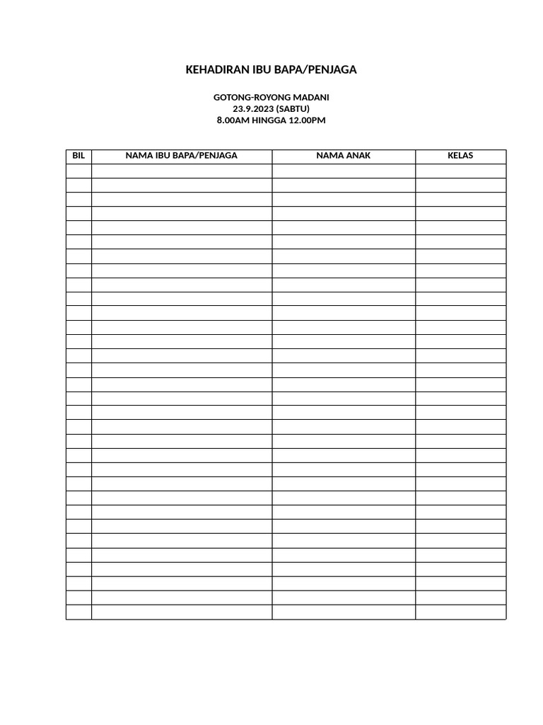 Kehadiran Ibu Bapa GRM | PDF