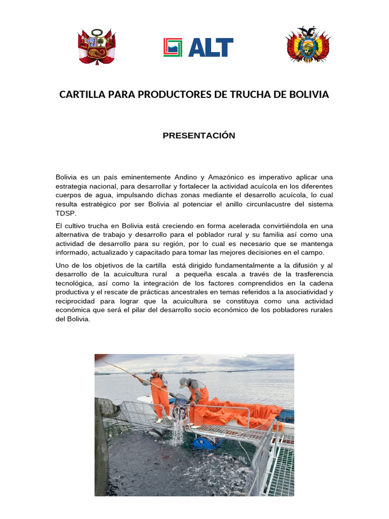 Cartilla para Productores de Trucha de Bolivia | PDF