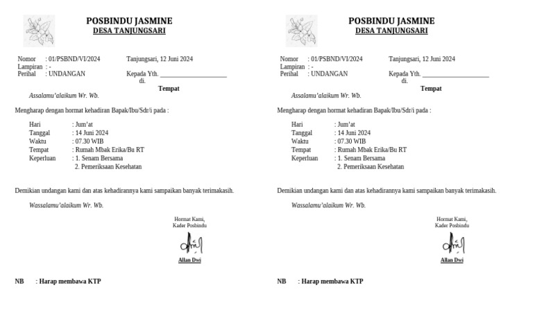Undangan Posbindu | PDF