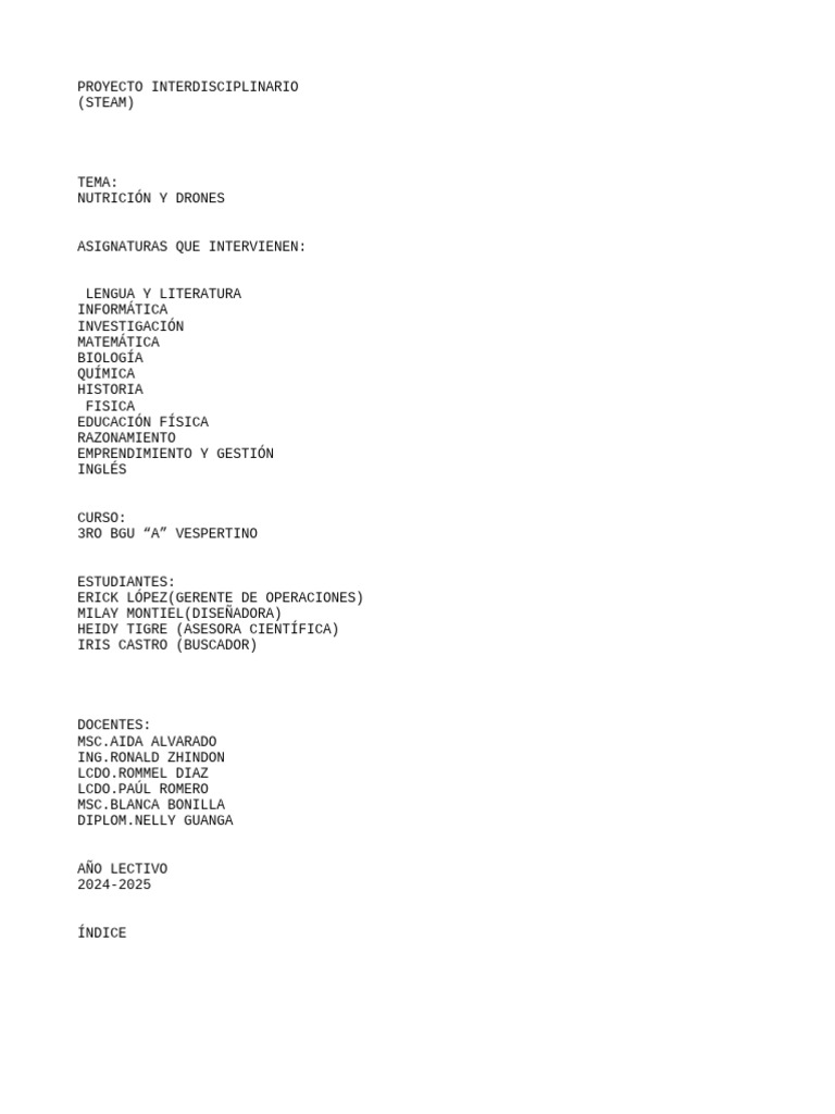 Proyecto Steam 3ro Bgu | PDF | Desnutrición | Nutrición