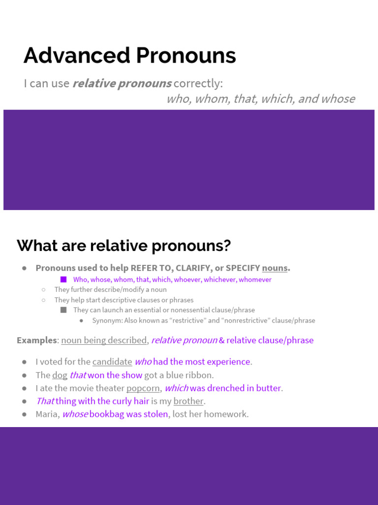 Pronouns Lesson 2 - Advanced | PDF | Pronoun | Semantic Units
