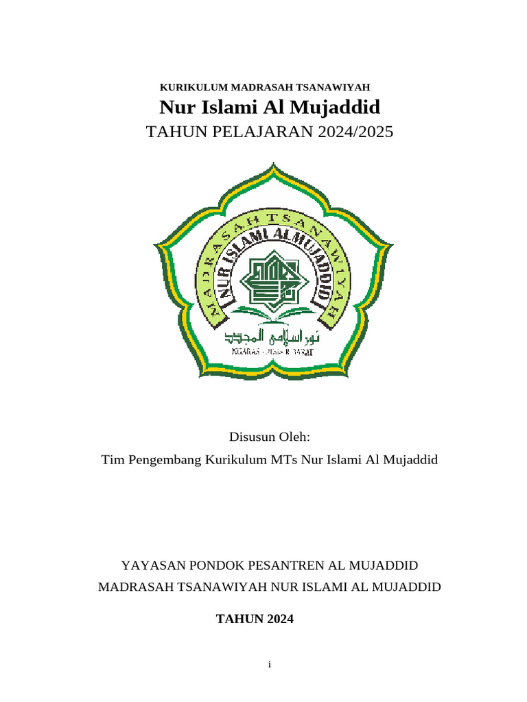 Kurikulum MTs Nur Islami 2024/2025 | PDF