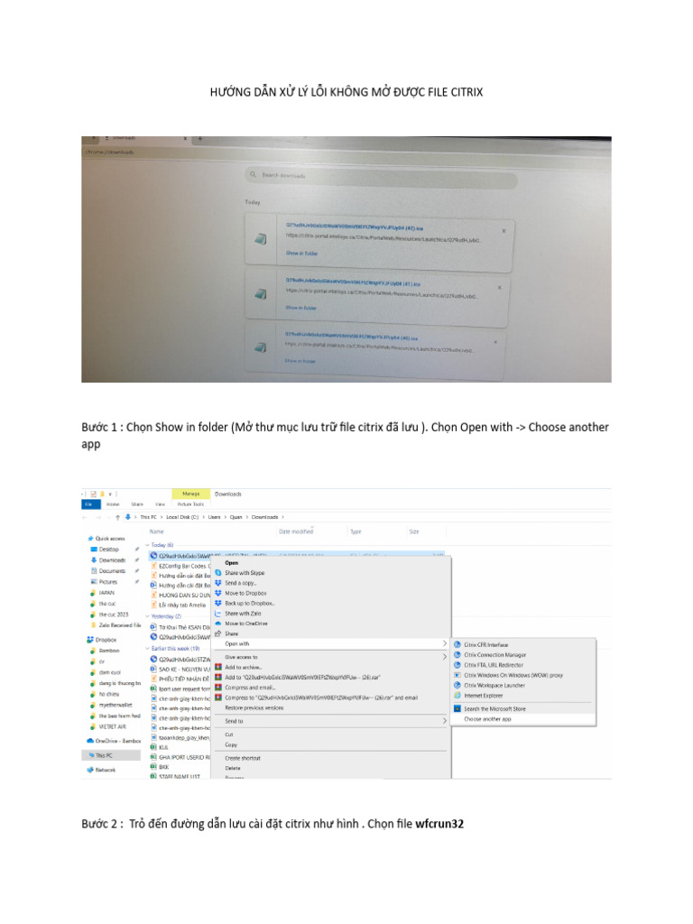 HƯỚNG DẪN XỬ LÝ LỖI KHÔNG MỞ ĐƯỢC FILE CITRIX | PDF