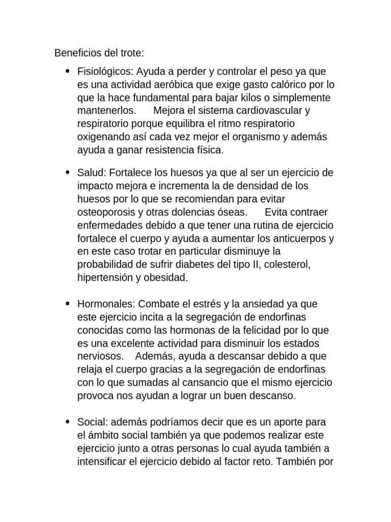 Beneficios Del Trote | PDF | Medicina CLINICA