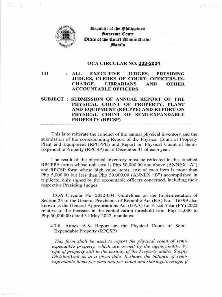 OCA Circular No. 303-2024 | PDF