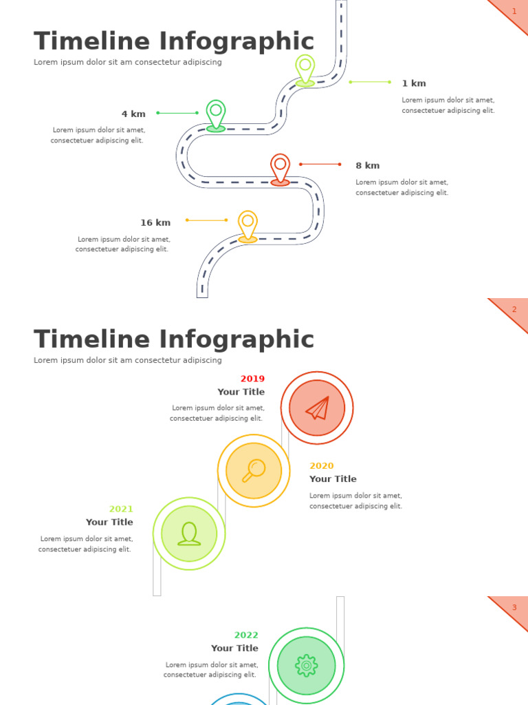 Timeline Infographic and Mountain Timeline Presentation Template | PDF