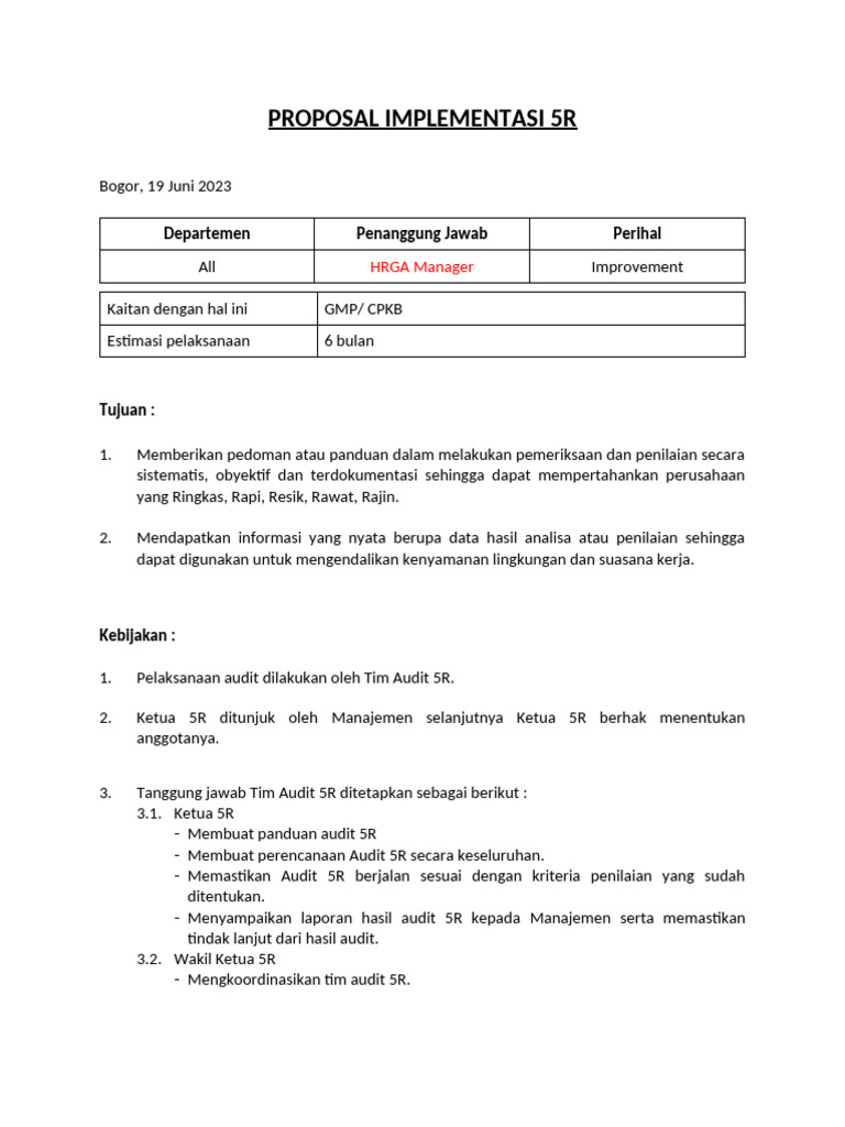 Implementasi 5R di Perusahaan | PDF | Teknologi & Rekayasa
