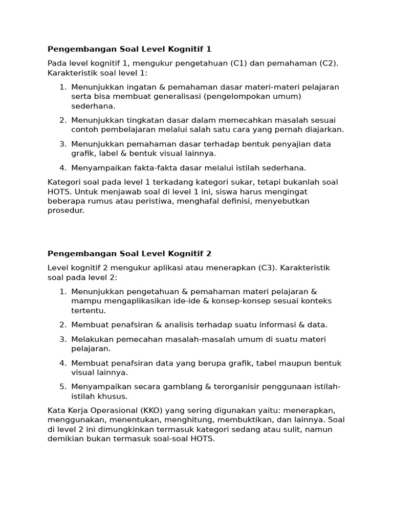 Pengembangan Soal Level Kognitif | PDF | Karier & Perkembangan