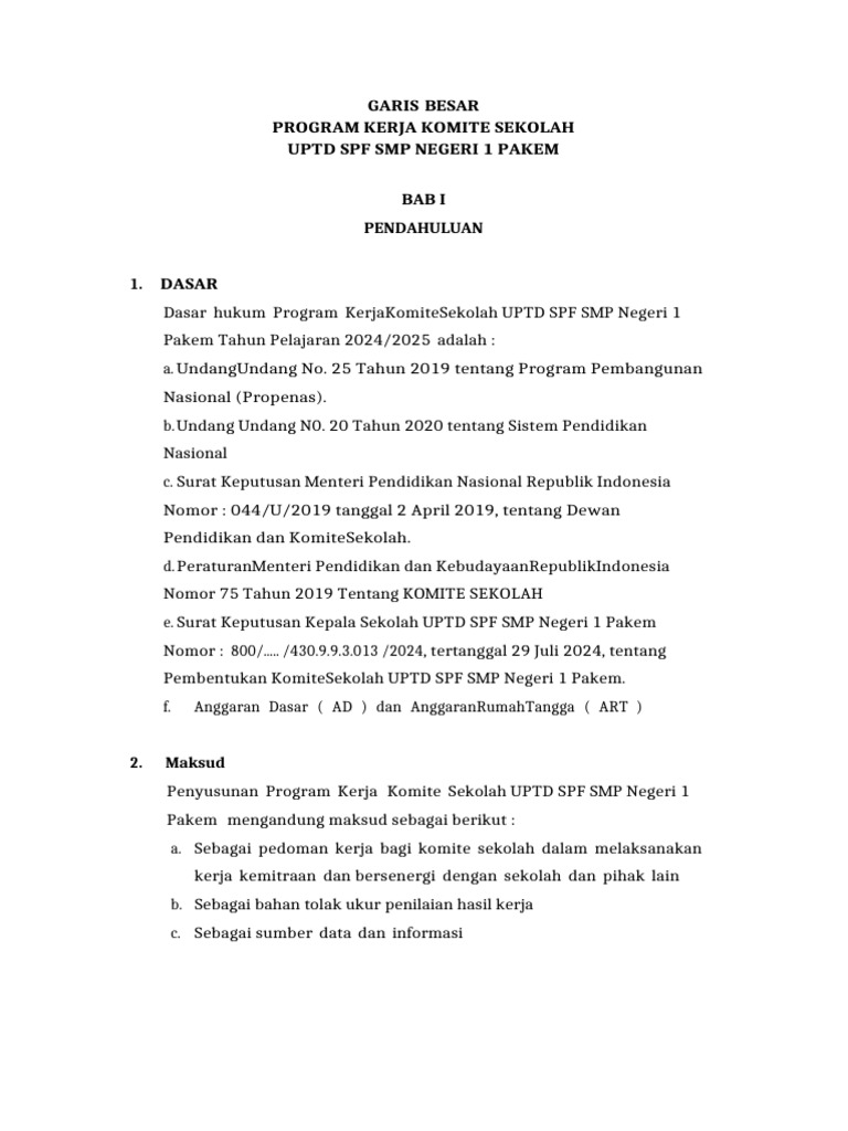 Program Kerja Komite | PDF