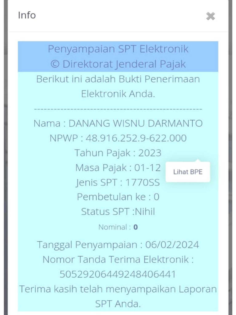 Danang Wisnu Dar SPT 2023 | PDF