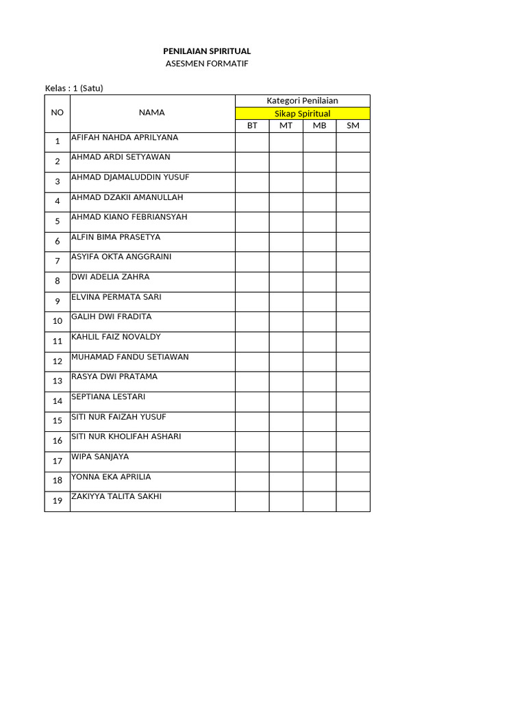 Nilai Formatif | PDF