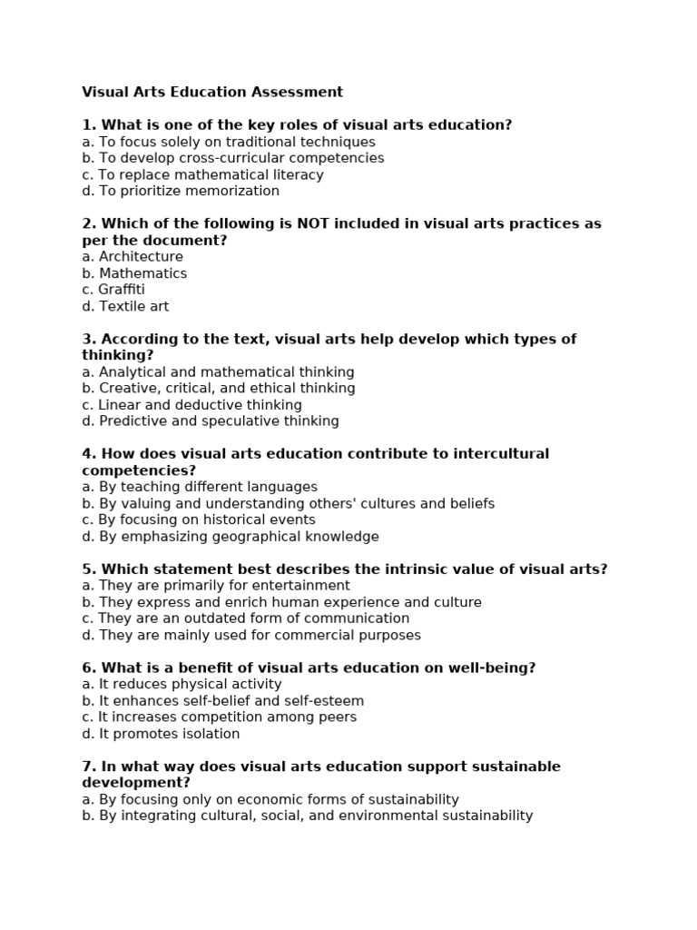 Visual Arts Education Assessment Guide | PDF | Literacy | Learning
