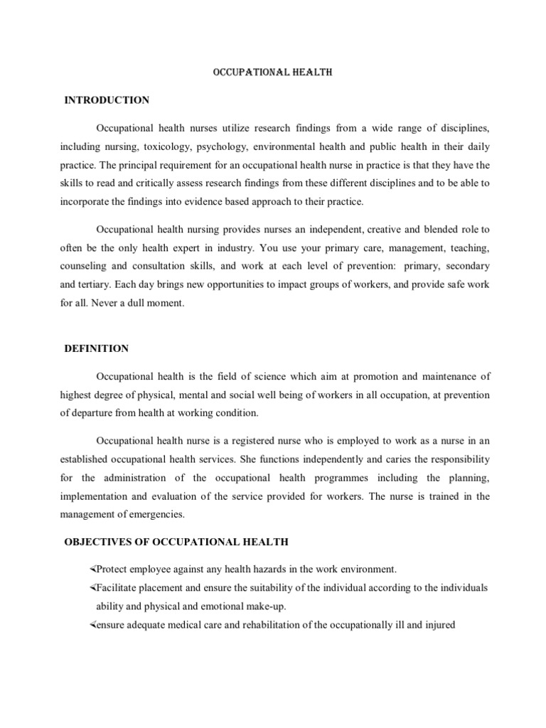 Occupational Health | PDF | Occupational Safety And Health | Preventive ...