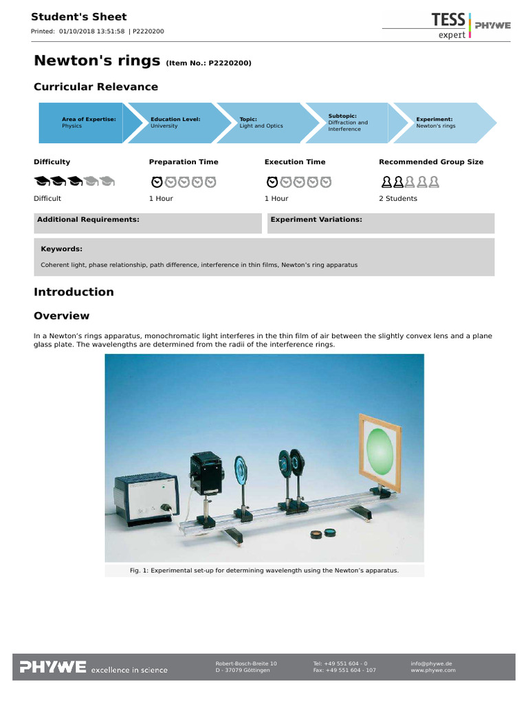 Newtons Rings With Interference Filters | PDF | Oscillation | Radiation