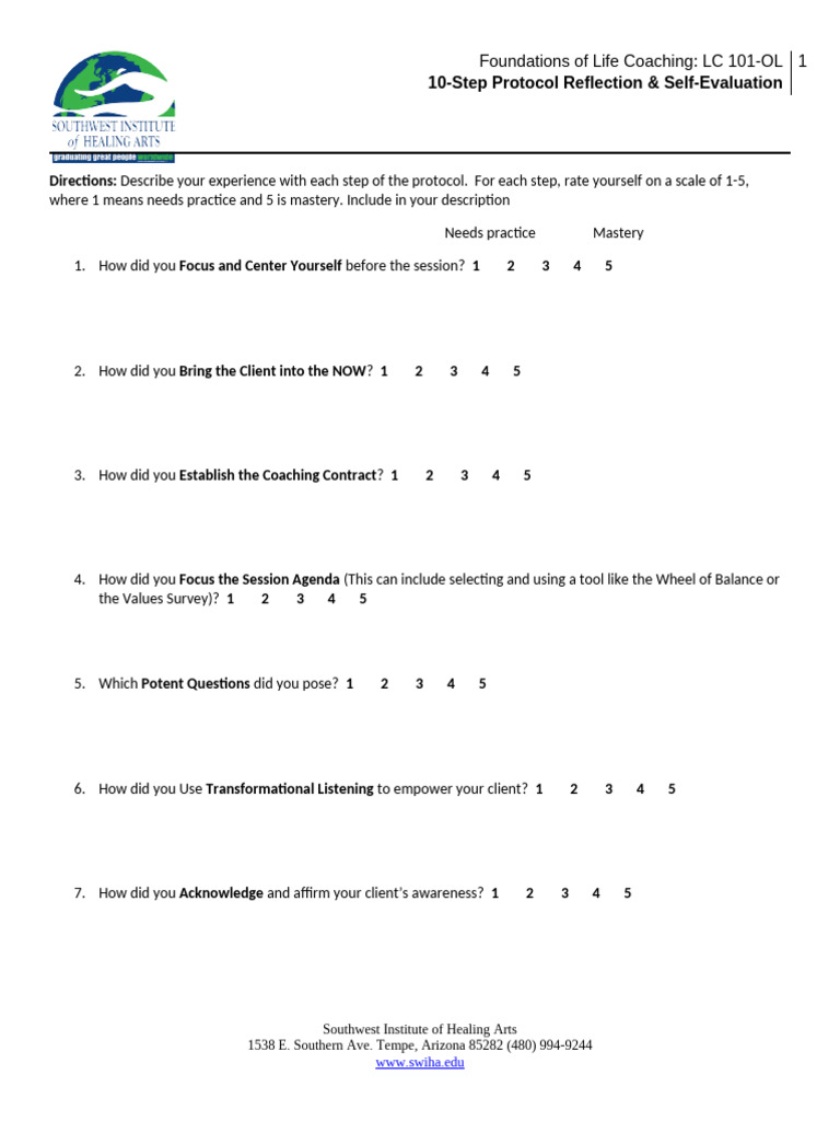 10-Step Protocol Reflection & Self-Evaluation_-1206205761 | PDF