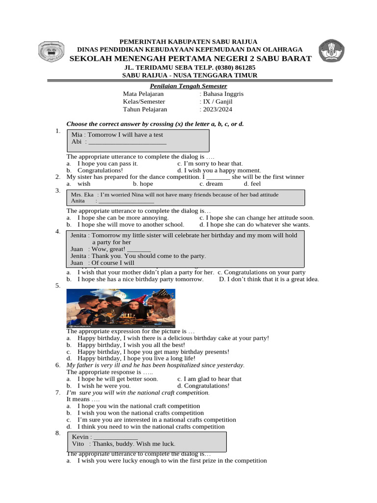 Soal PTS Bing Kelas 9 Ganjil | PDF