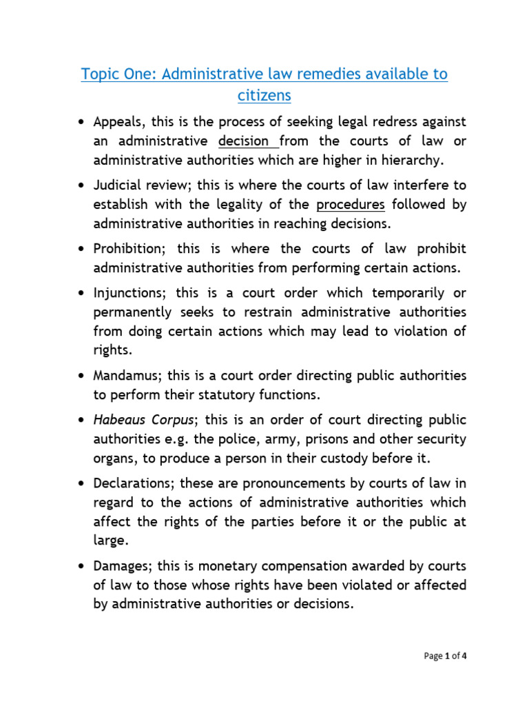 Administrative Law Remedies Explained | PDF | Administrative Law ...