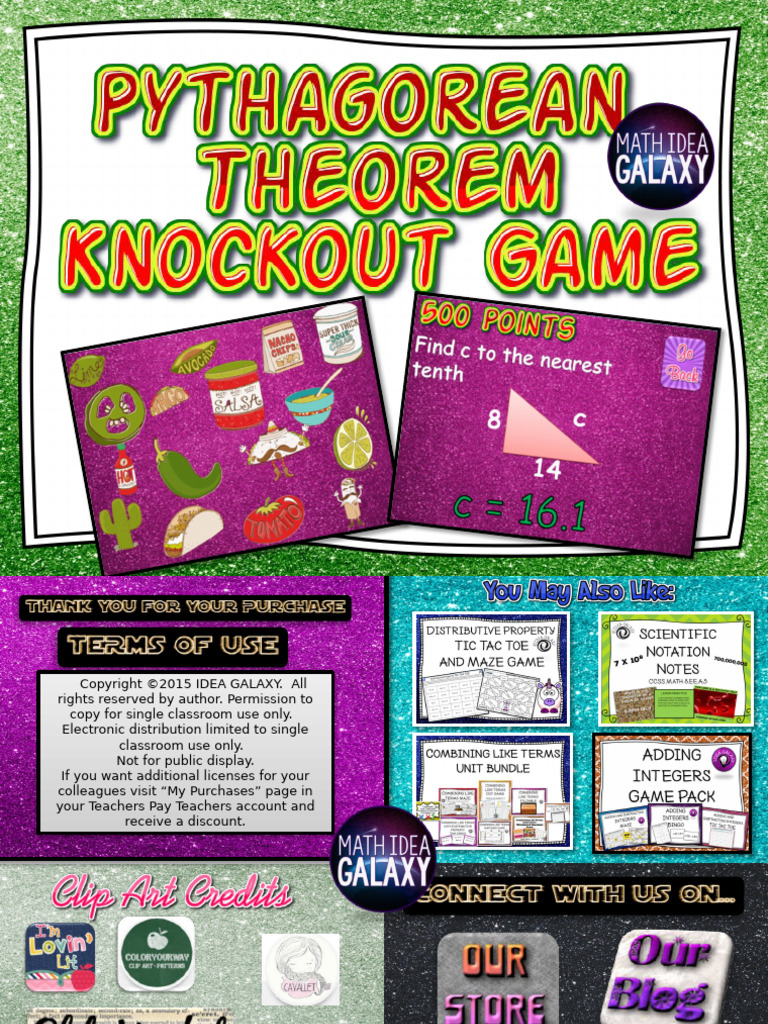 Pythagorean Theorem Knockout Game | PDF | Games & Activities | Teaching ...