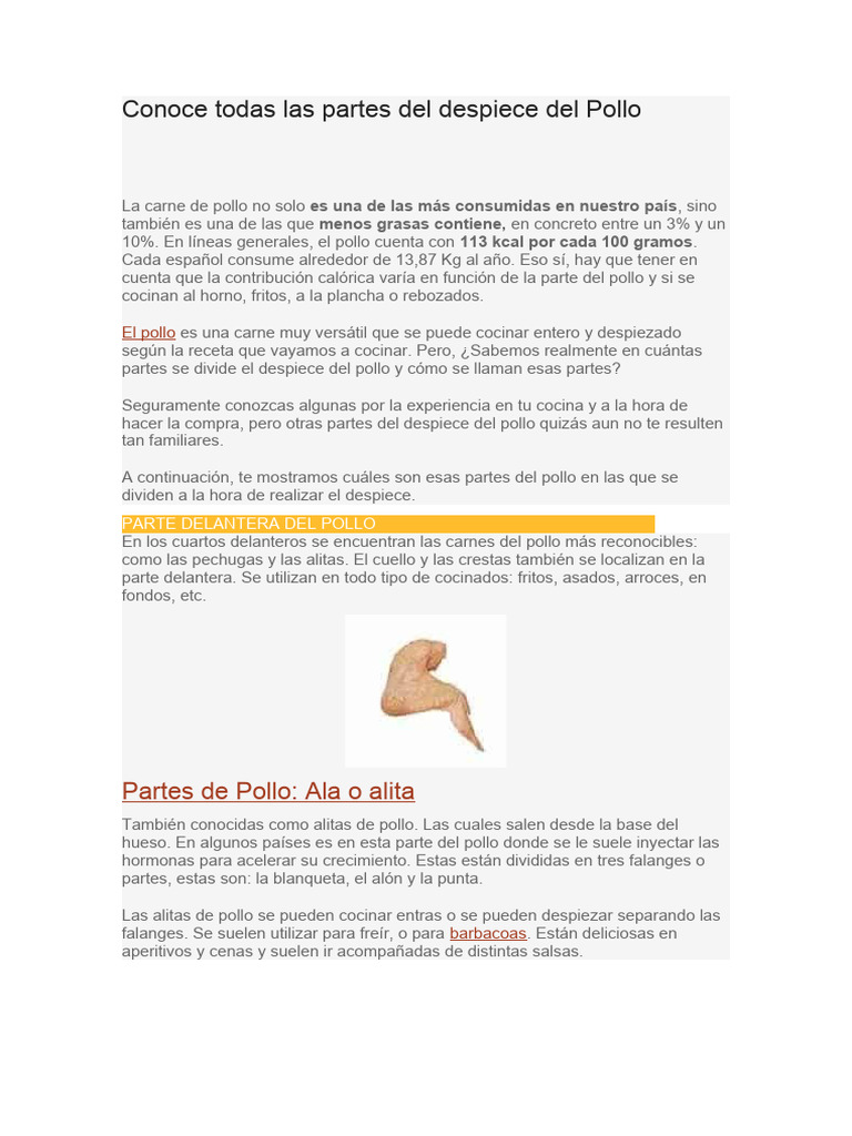 Despiese Ce Pollo Partes Del Pollo | PDF | Carne | Menudencias