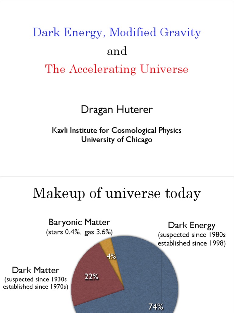 Dragan Huterer - Dark Energy, Modified Gravity and The Accelerating Universe | PDF | Dark Energy ...