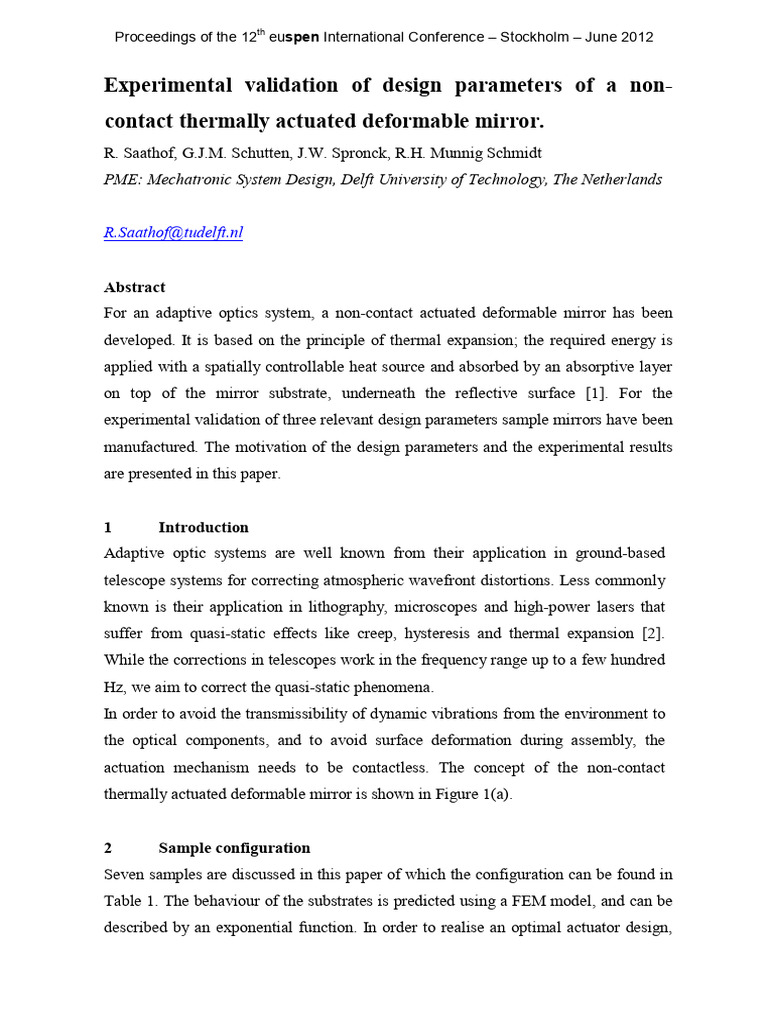 Experimental Validation of Design Parameters of A Noncontact Thermally Actuated Deformable ...