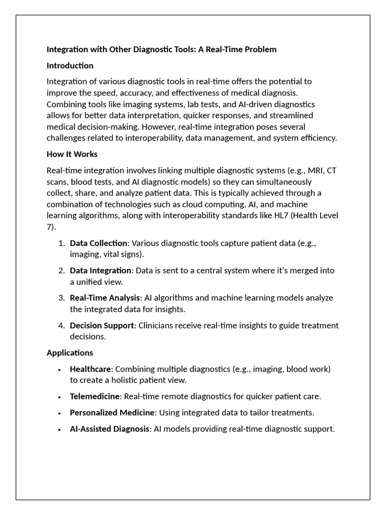 Real-Time Integration of Diagnostic Tools | PDF | Medical Diagnosis ...