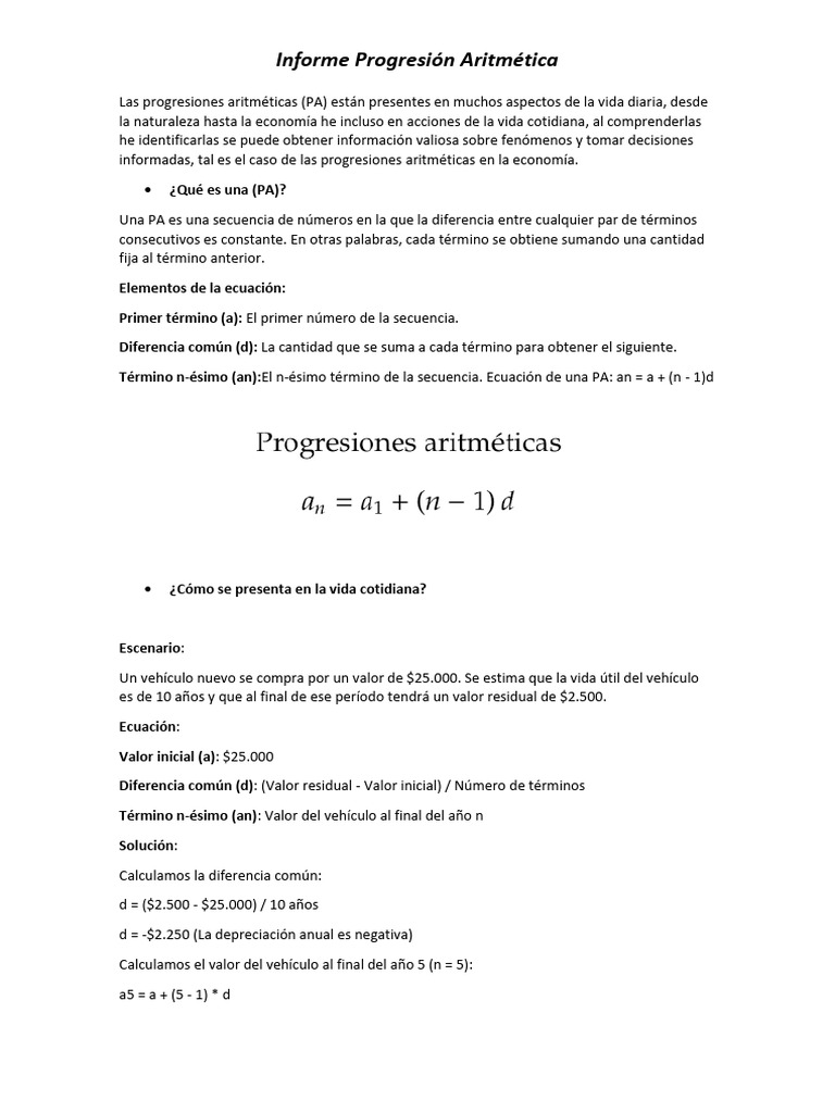 Las Progresiones Aritméticas | PDF | Ecuaciones | Matemáticas