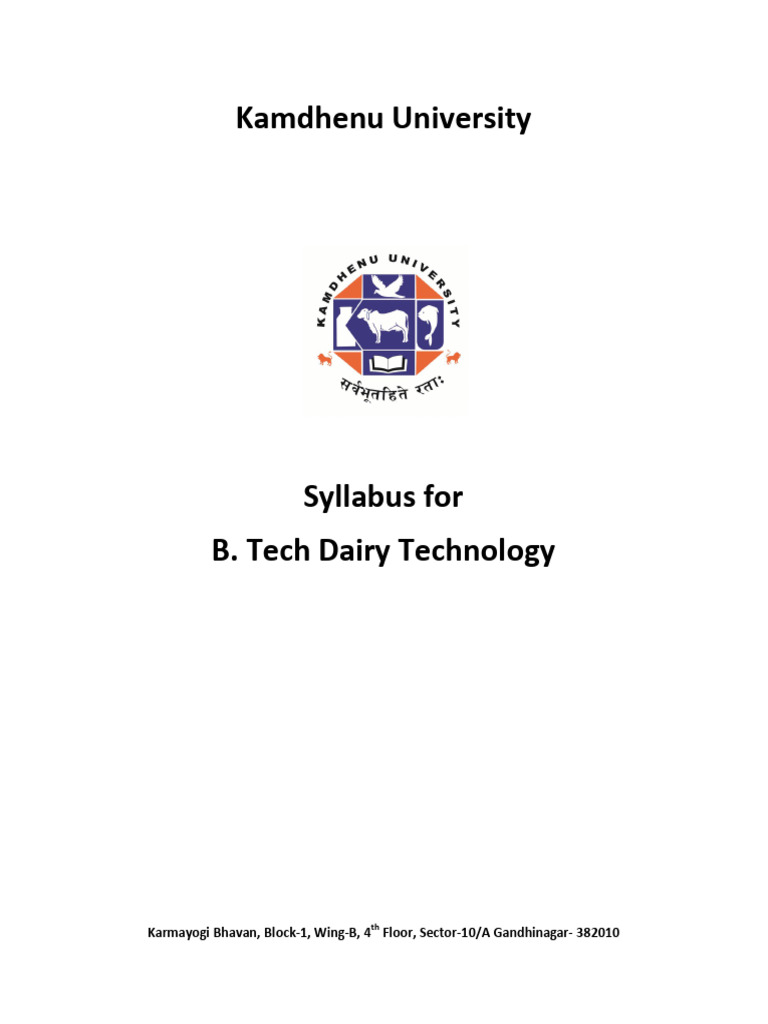 Course Syllabus For B Tech Dairy Technology | PDF | Electric Motor ...