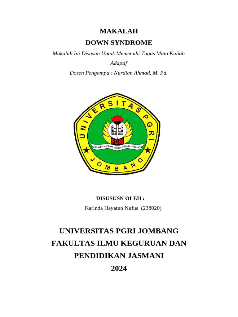 Makalah Adaptif (Down Sindrom) | PDF