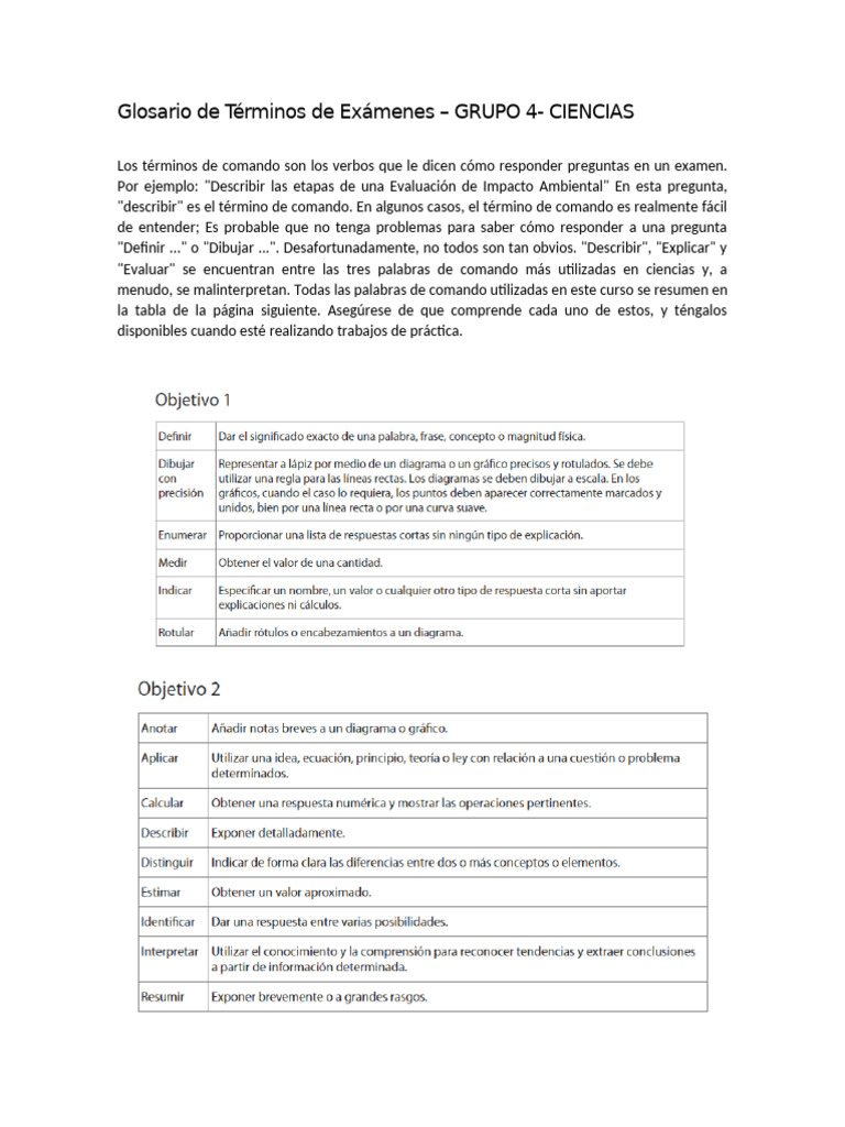 Glosario de Términos de Exámenes Científicos | PDF | Métodos y ...
