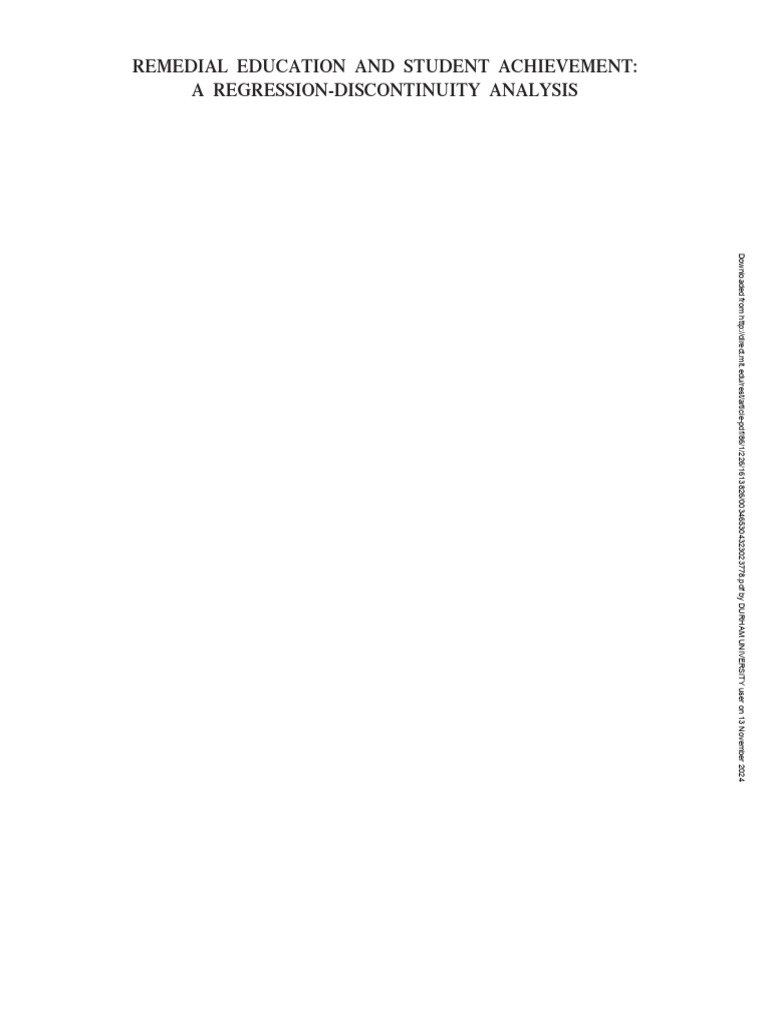 Remedial Education and Student Achievement: A Regression-Discontinuity Analysis | PDF ...