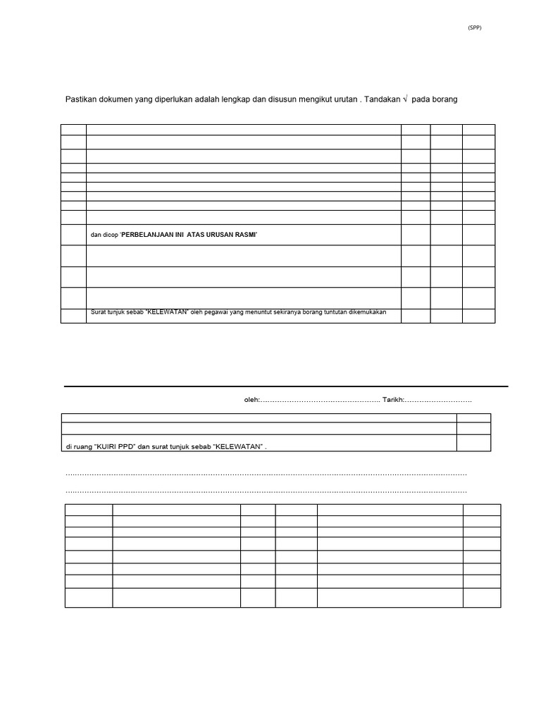Senarai Semak Tuntutan SPP PPD | PDF