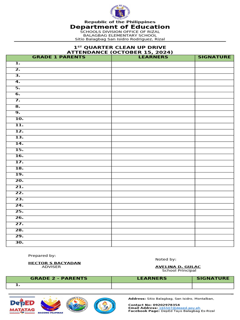 Balagbag Elementary School Clean-Up Drive | PDF | Public Administration ...
