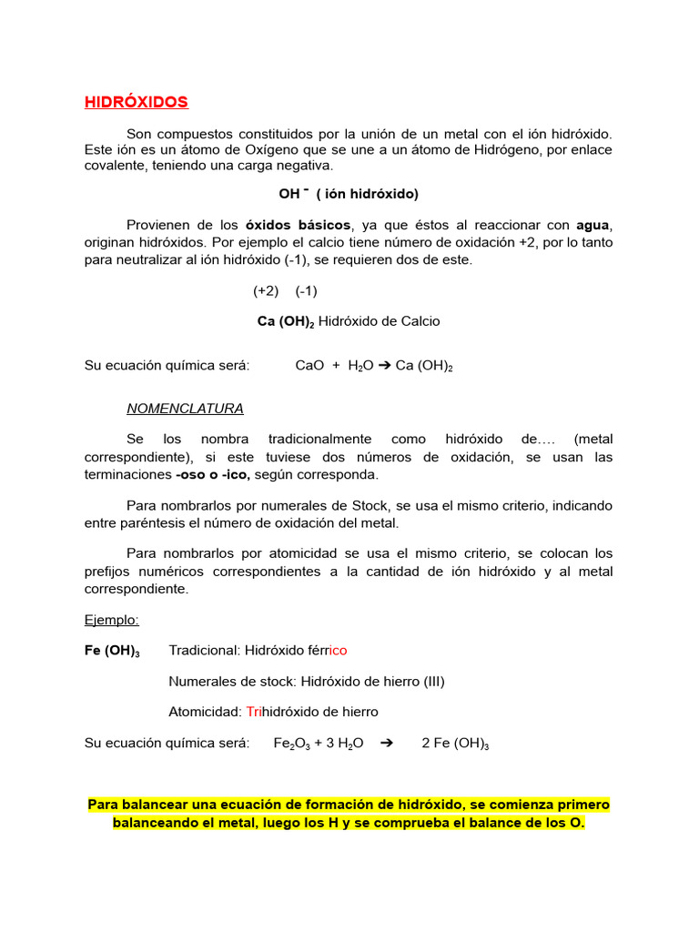HIDRÓXIDOS | PDF