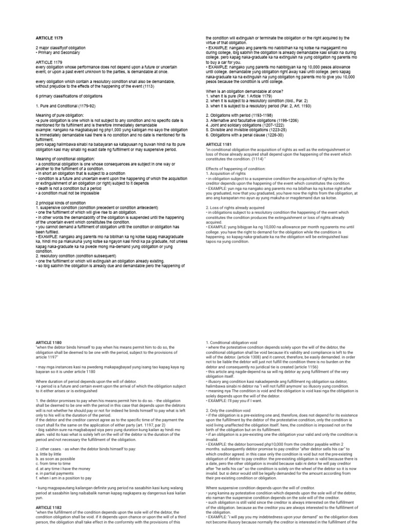 ARTICLE 1179-1191 | PDF | Private Law | Justice