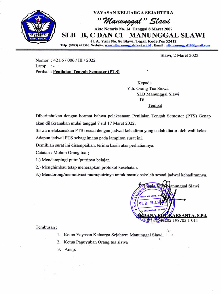 Surat Edaran PTS | PDF