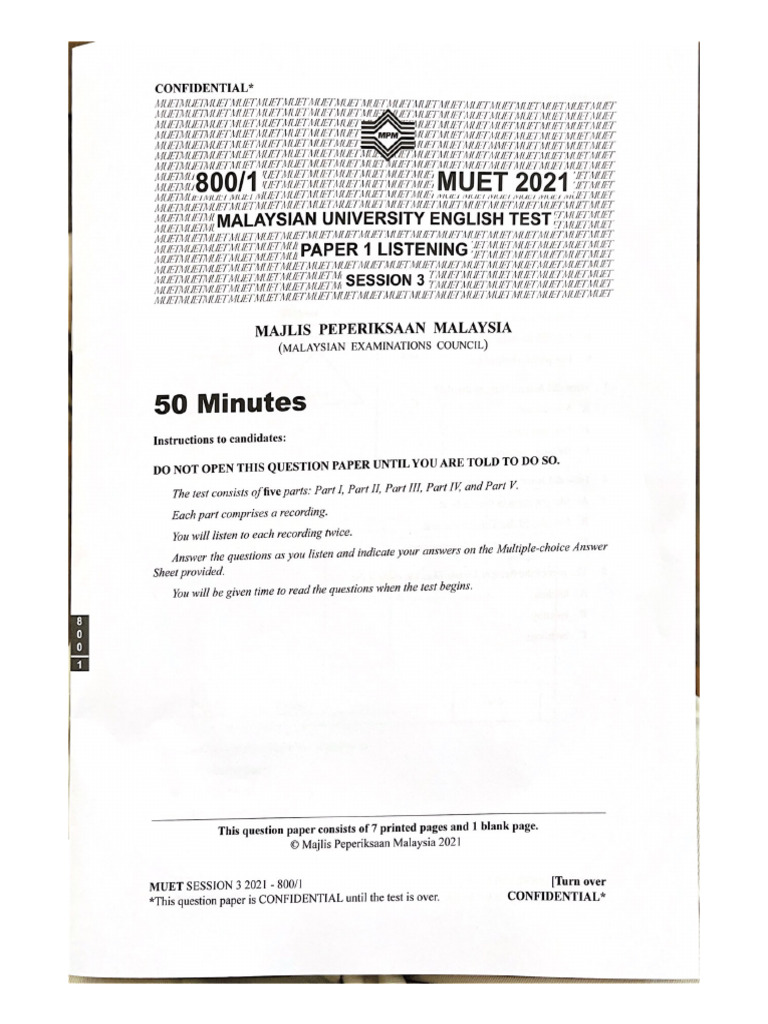 MUET Listening Session 3 2021 | PDF