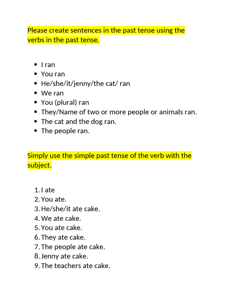 Simple Past Tense Activity | PDF