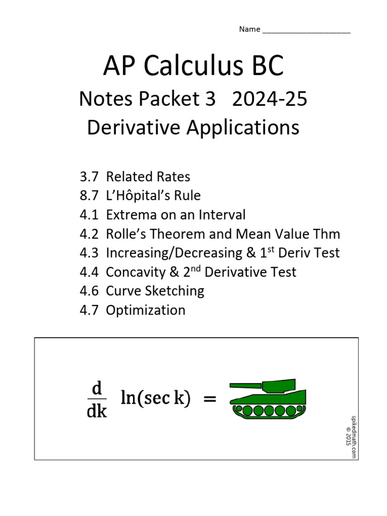 Calculus BC Differentiation Application | PDF | Monotonic Function ...