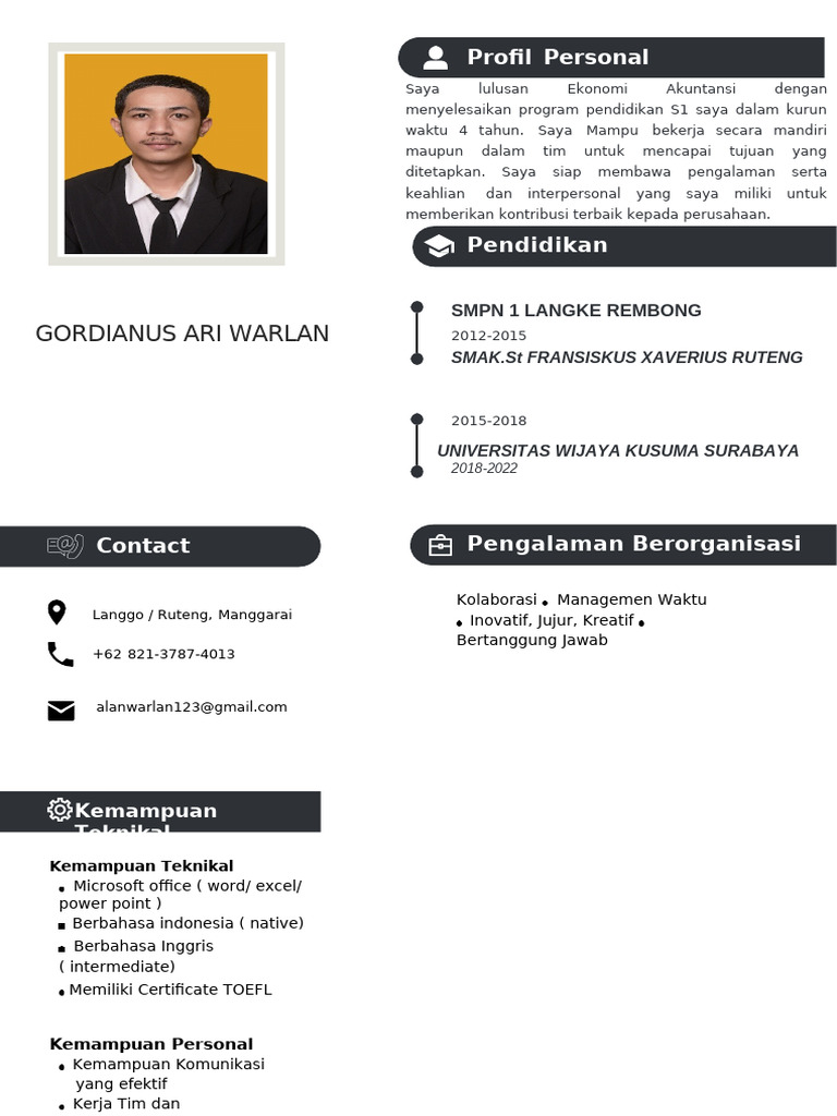 CV - Gordianus Ari Warlan | PDF