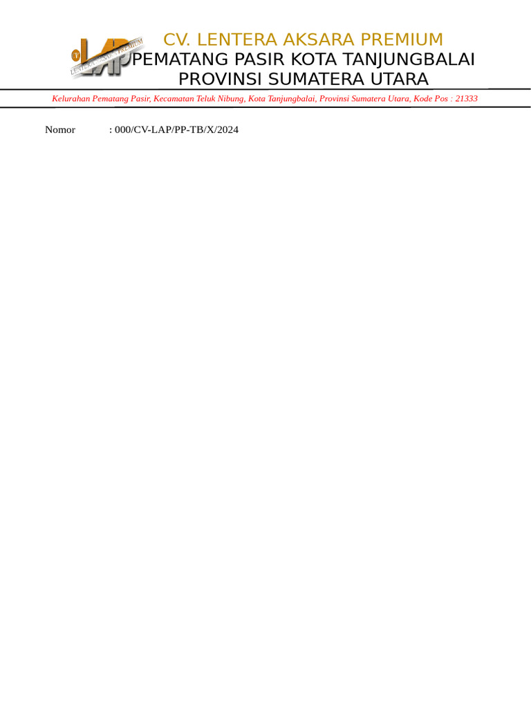 Kop Surat CV - Lap | PDF