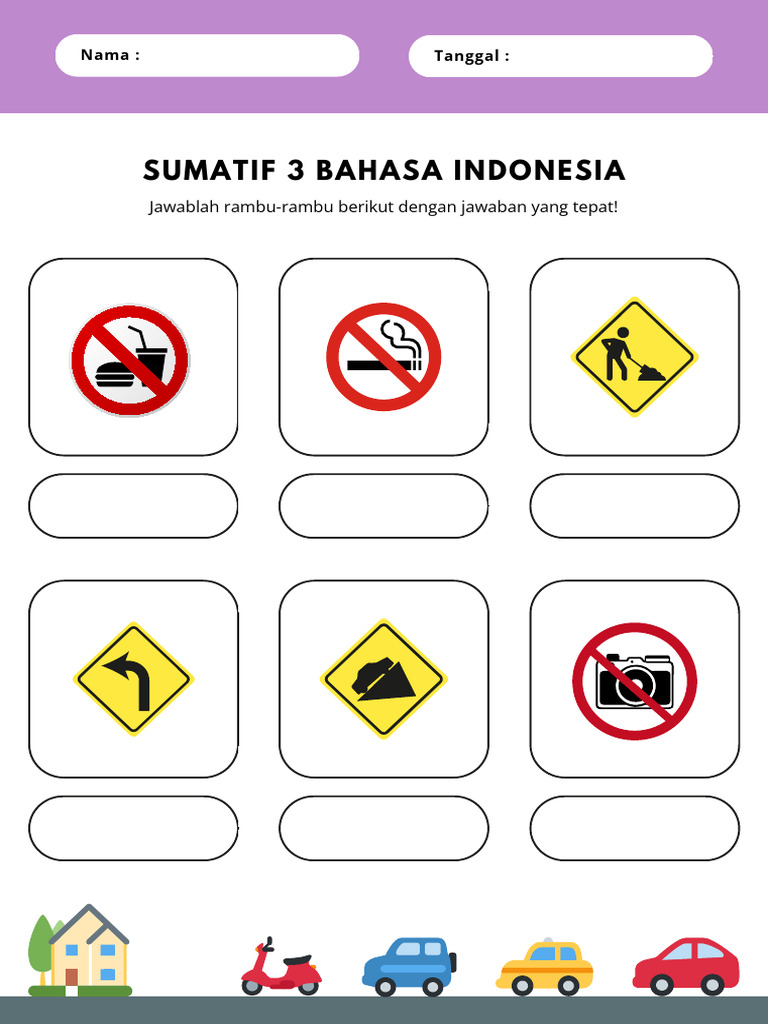 Lembar Kerja Transportasi Rambu-Rambu Lalu Lintas Sederhana (A4) | PDF